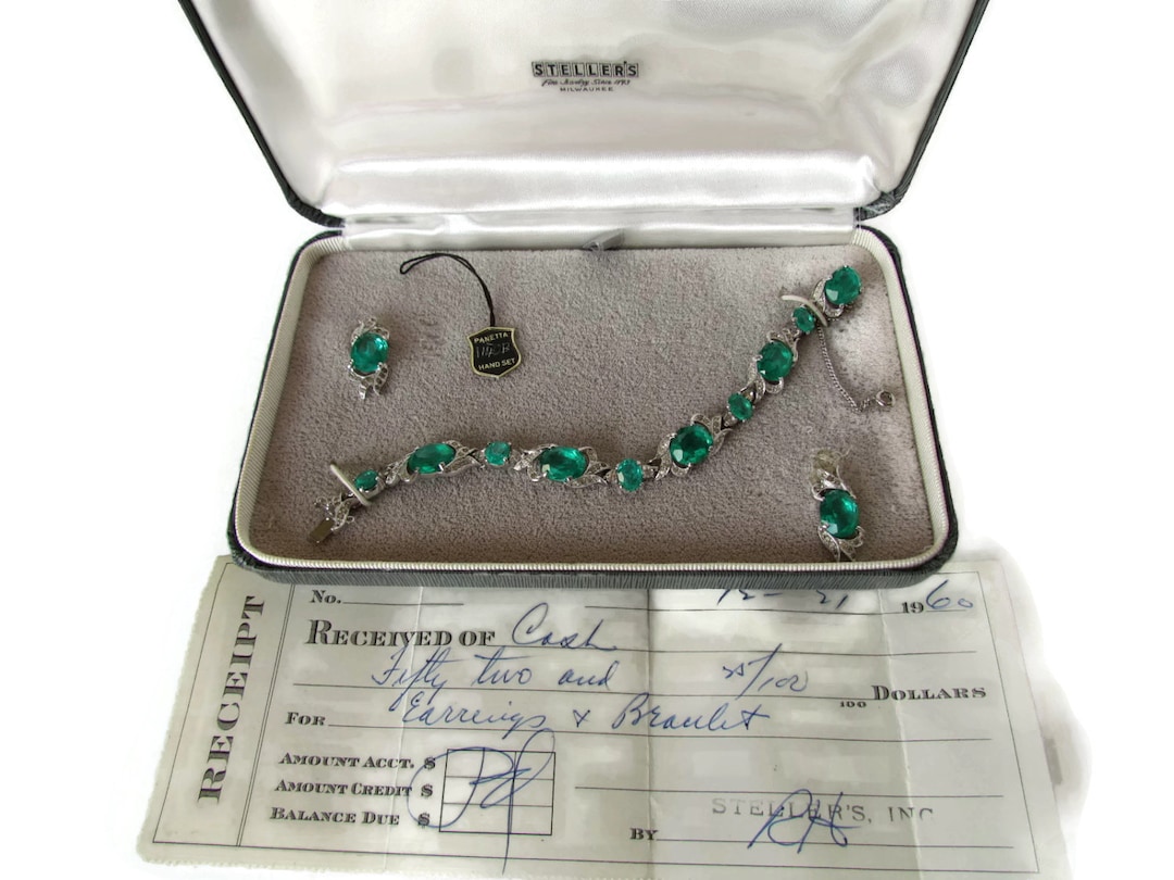 Panetta Jewelry Signed Estate Jewelry Set Rare Green Emerald Bracelet ...