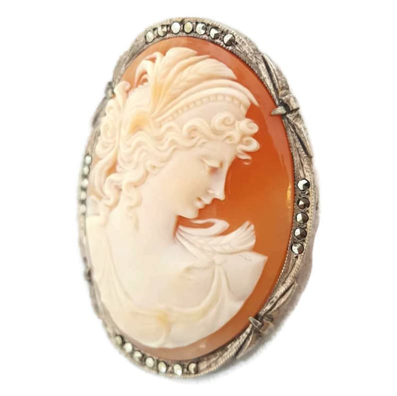 Vintage 800 Silver Shell Cameo Brooch and Pendant for Cameo | Etsy