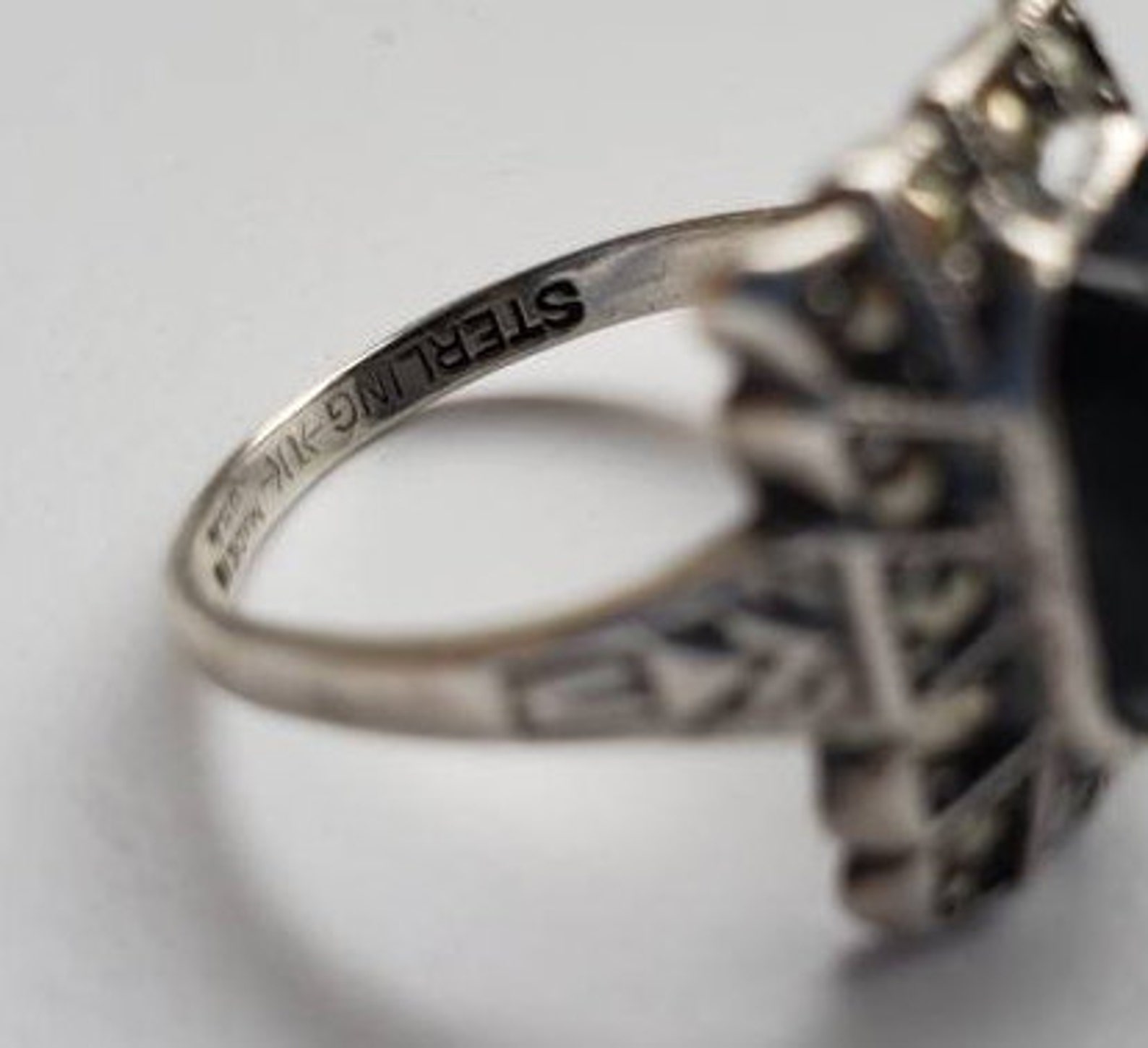 Uncas Sterling Art Deco Ring Antique Ring Silver Marcasite Ring Jewelry ...