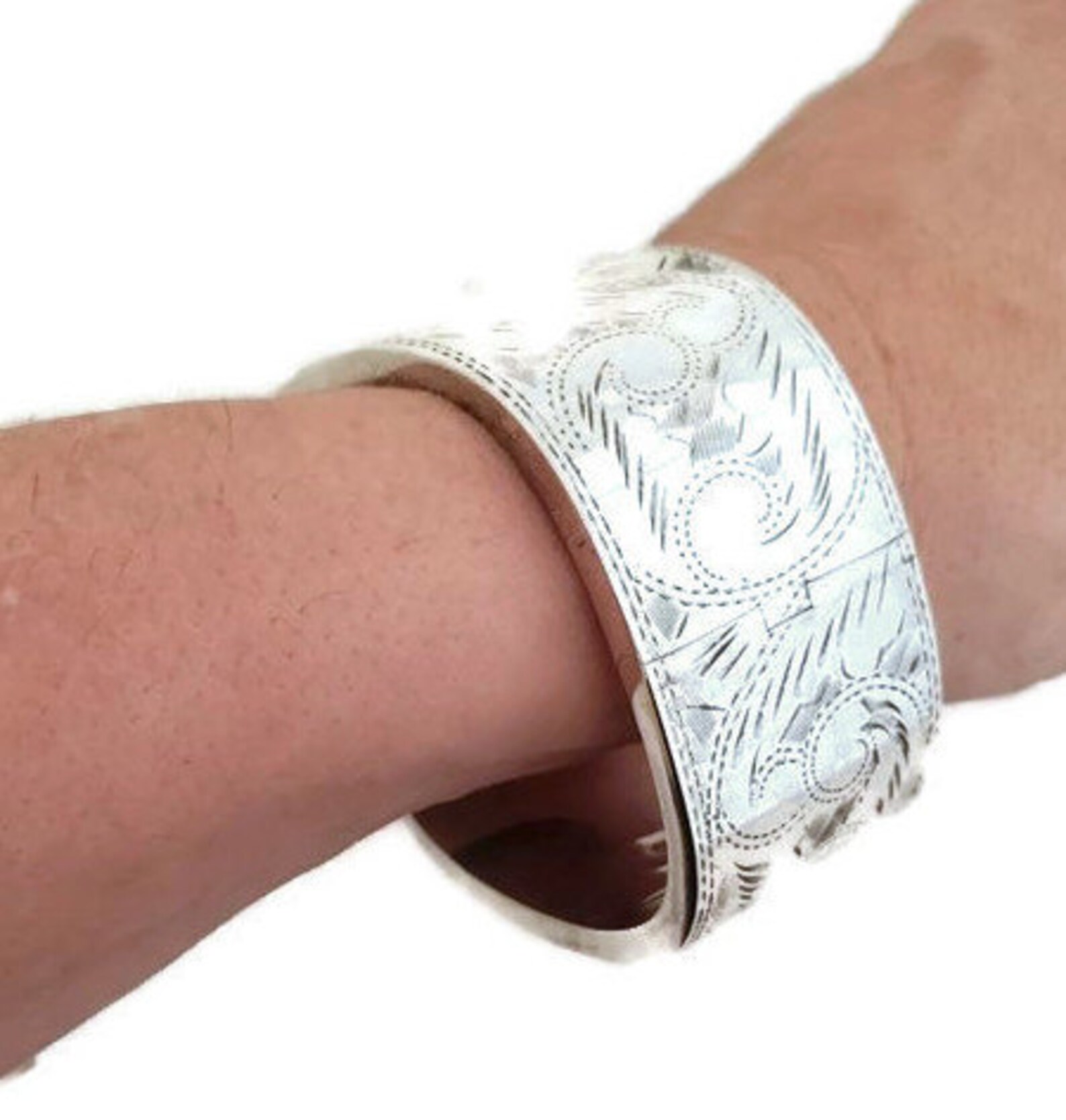Vintage Ornate Hinged Cuff Bracelet Sterling Silver Wide | Etsy