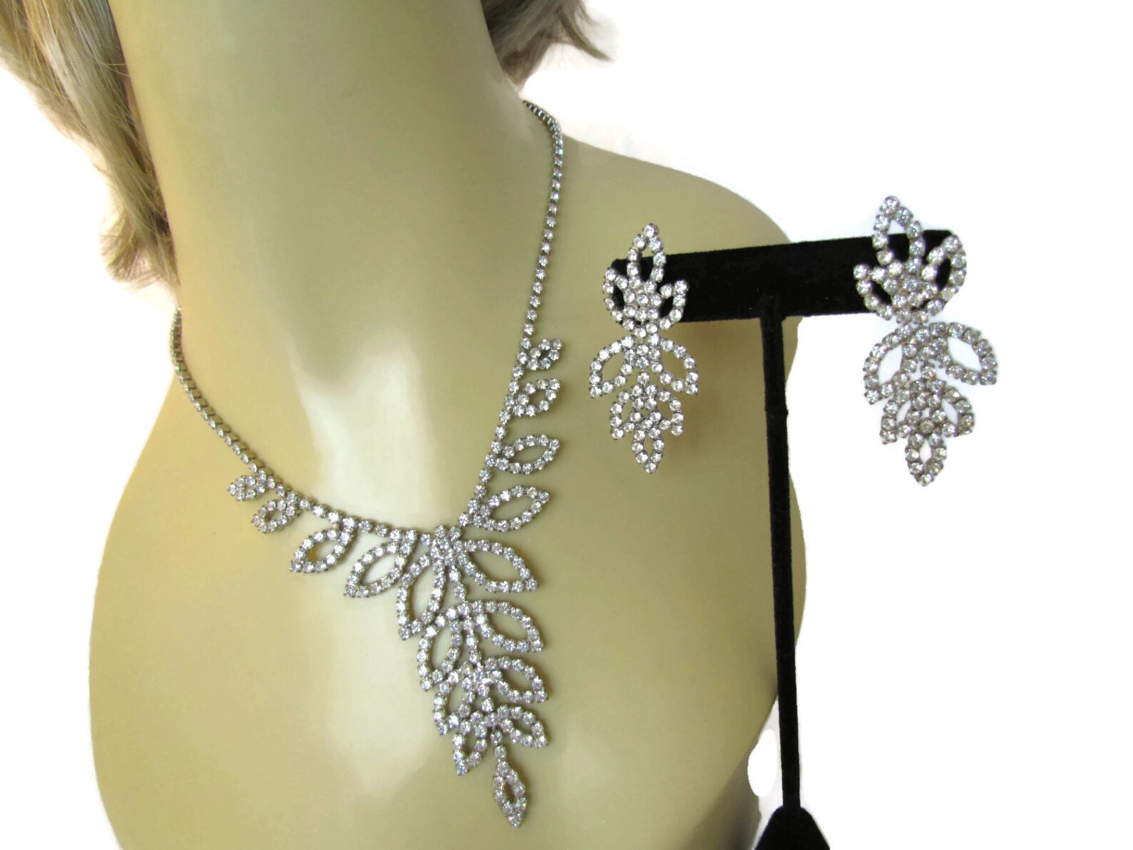 Rhinestone Jewelry Set Vintage Bridal Jewelry Set Large | Etsy