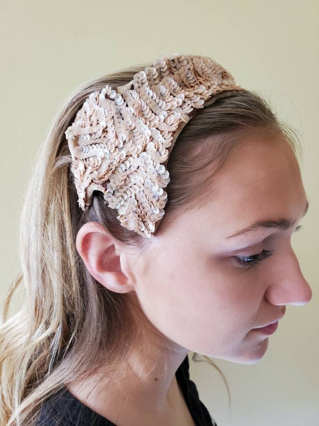 Pink Sequin Fascinator Headband Vintage, Real Vintage Fascinators Hair ...