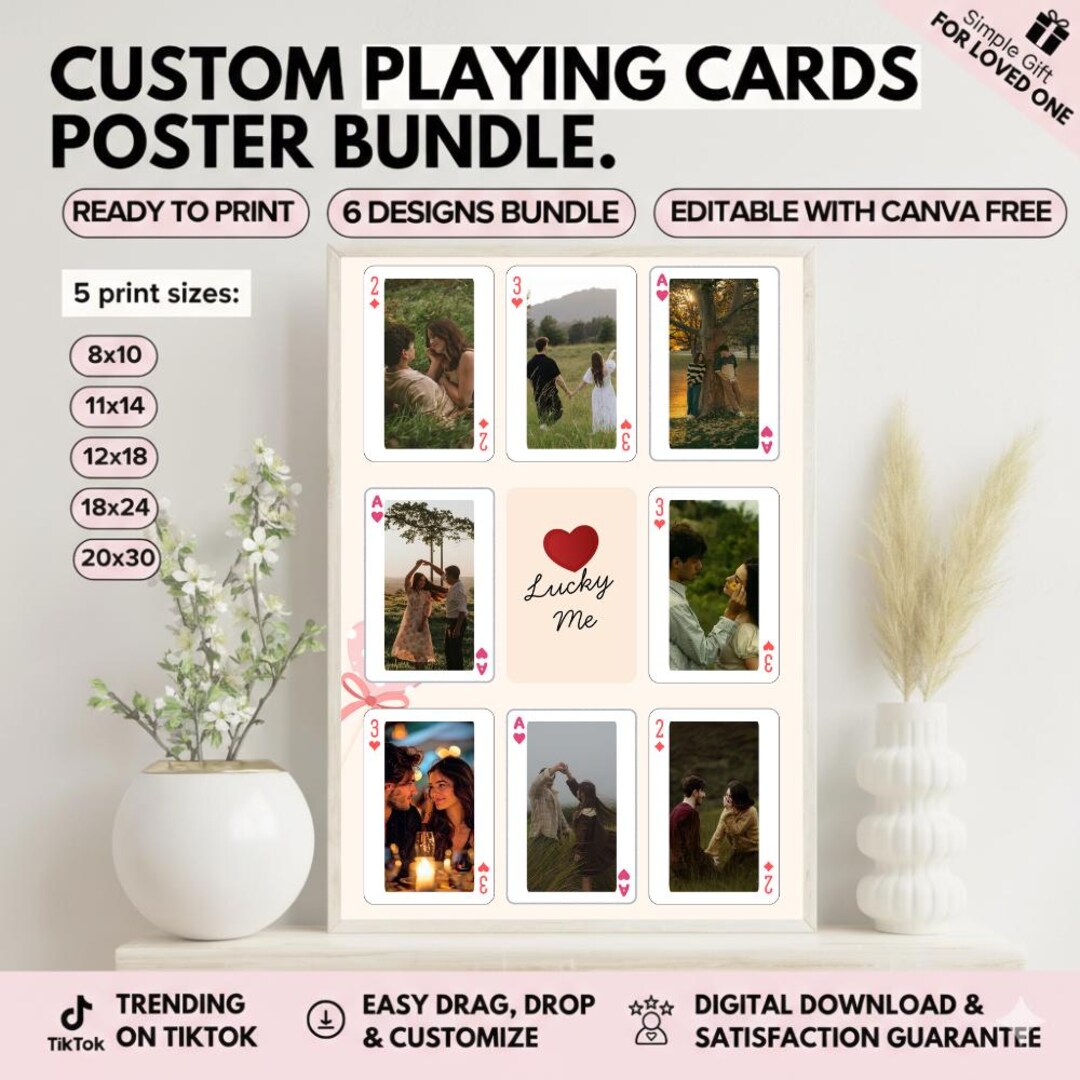 Custom Playing Cards Poster Bundle | Romantic Anniversary Gift (digital ...