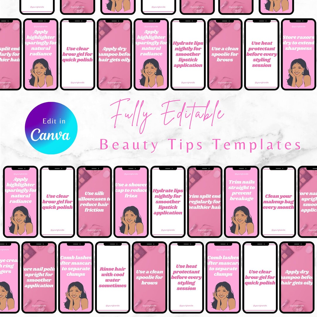 Editable Beauty Tips Canva Templates (digital Download) - Etsy