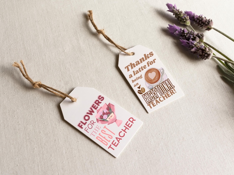 Teacher Appreciation Gift Tags, Printable Thank You Notes (instant ...