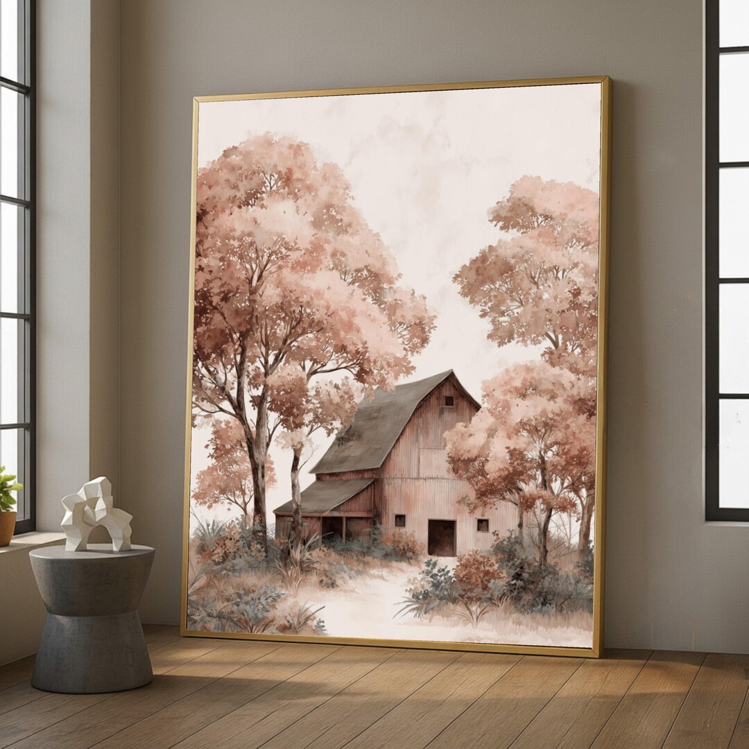 Rustic Farmhouse Barn Canvas Wall Art, Oversized Country Landscape ...