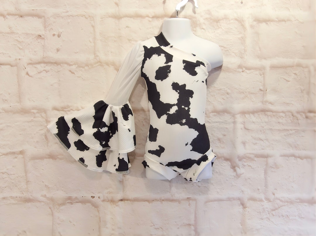 One Shoulder Cow Print Leotard - Etsy