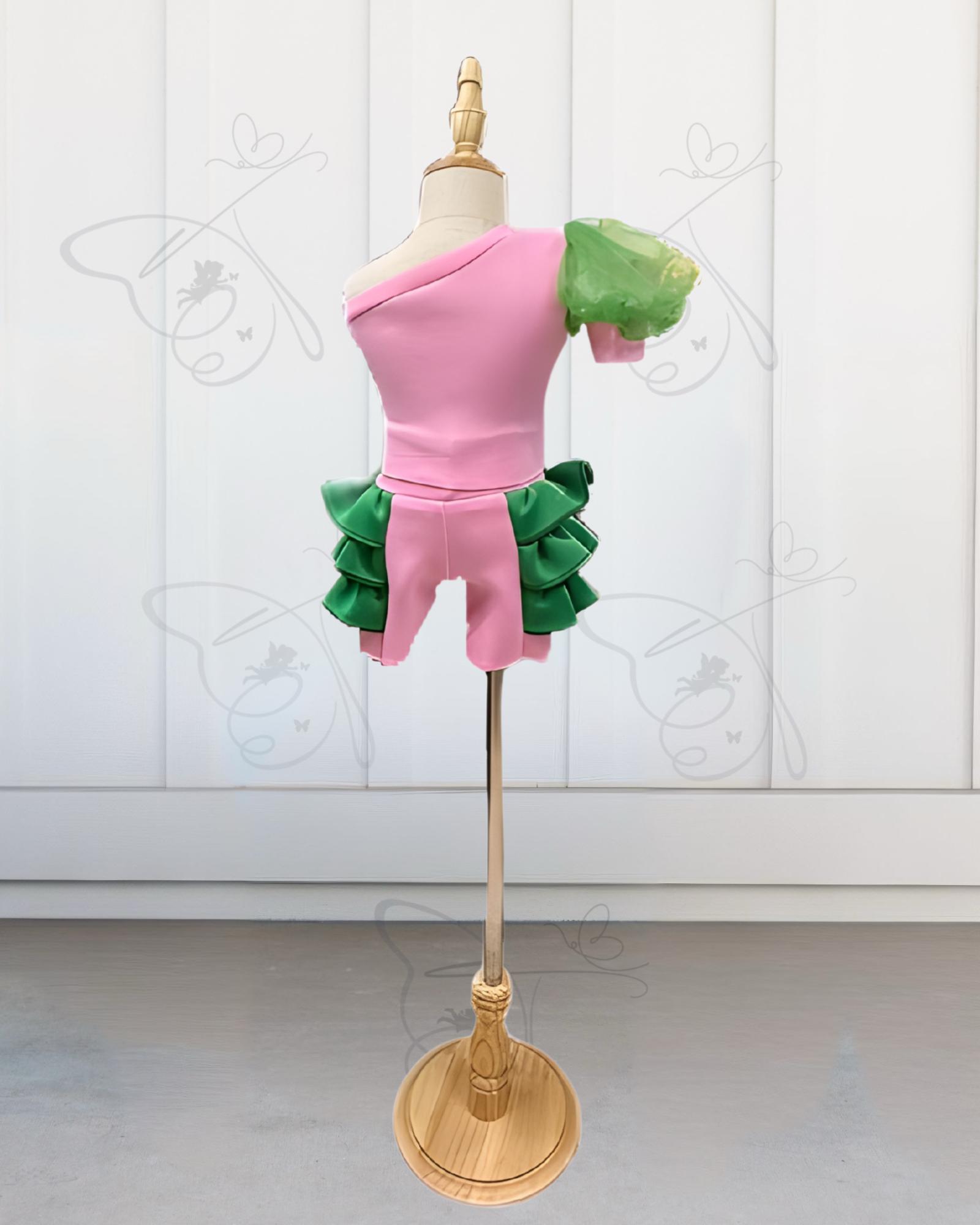 Pink and Green Crop Top With Matching Shorts, Pageant Interview Set - Etsy