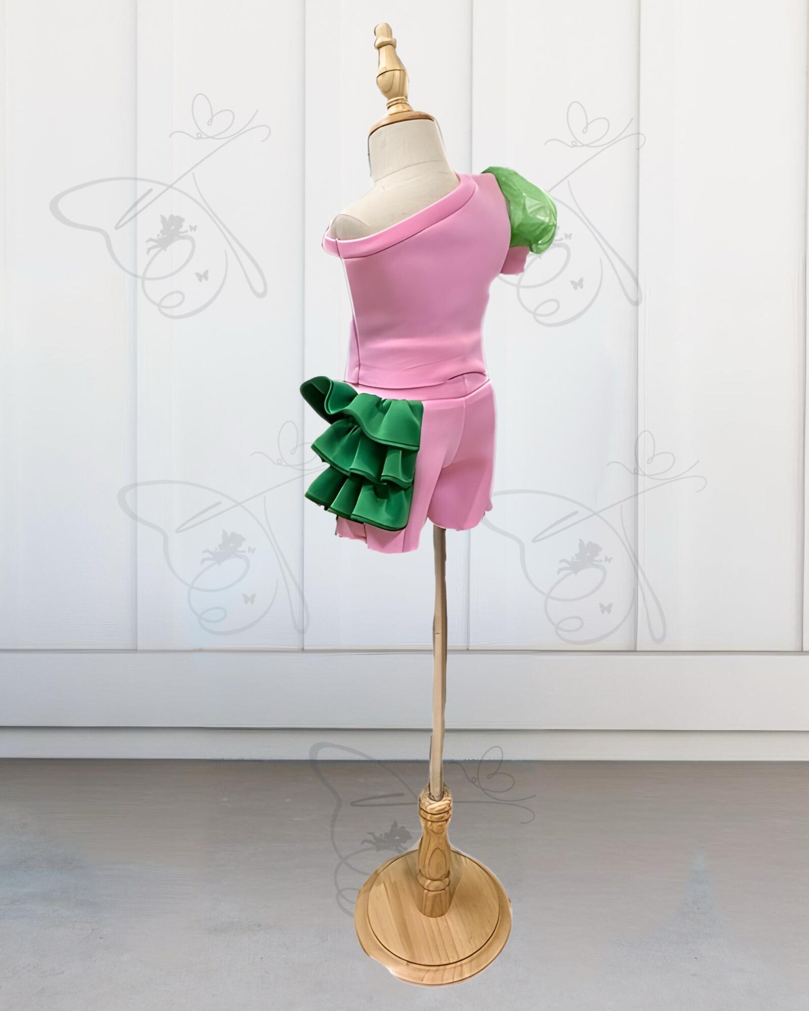 Pink and Green Crop Top With Matching Shorts, Pageant Interview Set - Etsy