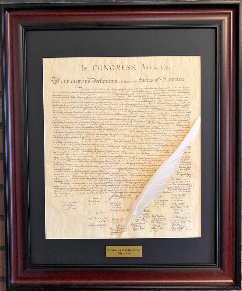 Declaration of Independence Framed Artwork Matted With Quill | Etsy