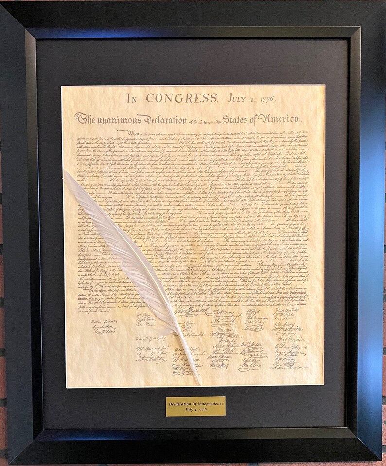 Declaration of Independence Framed Artwork Matted With Quill | Etsy