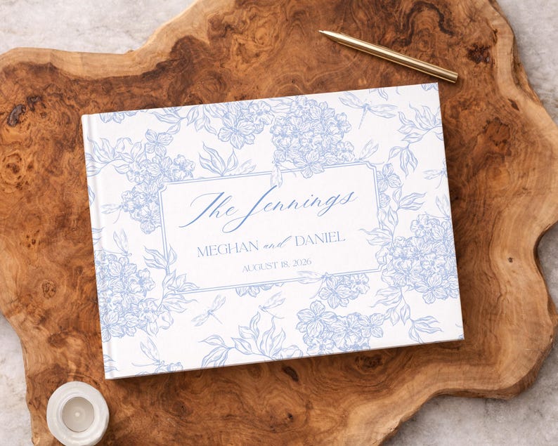 French Toile Floral Guest Book | Personalized Custom Sign in Book ...
