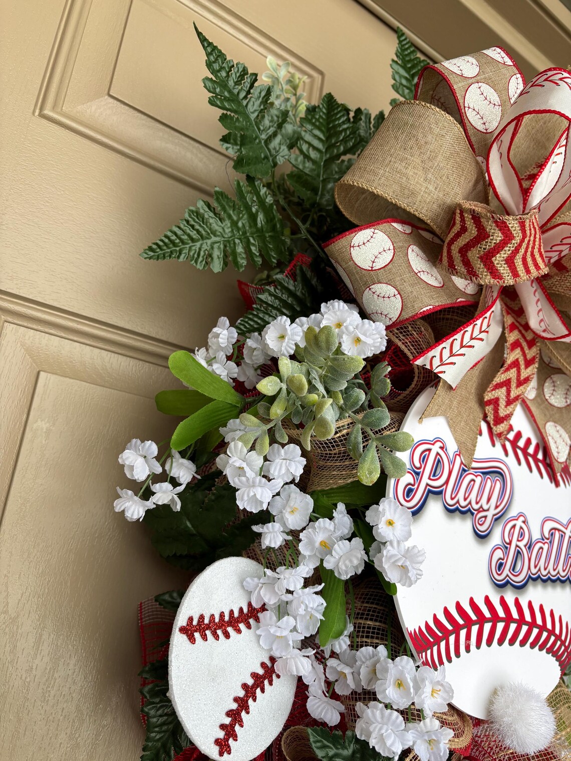 Play Ball Swag for Front Door, Baseball Decor, Sports Wreath, Game Day ...