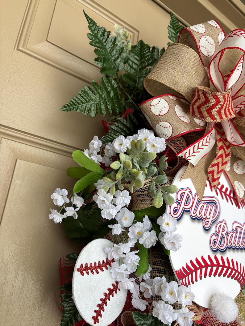 Play Ball Swag for Front Door, Baseball Decor, Sports Wreath, Game Day ...