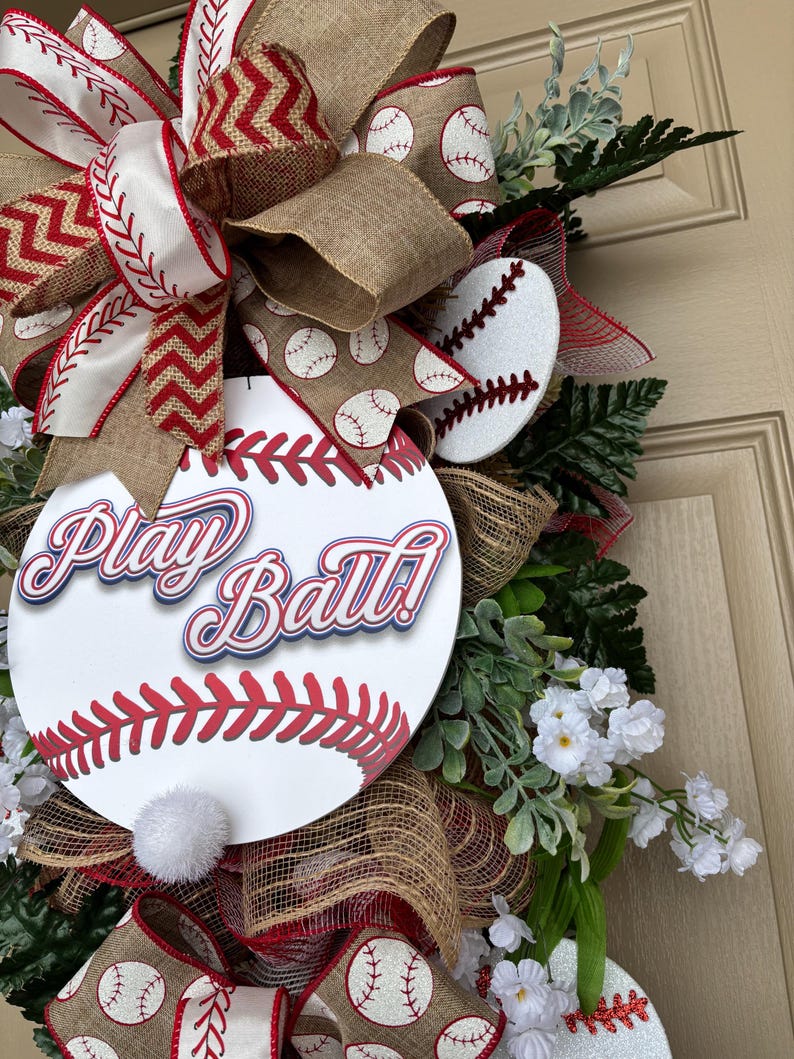 Play Ball Swag for Front Door, Baseball Decor, Sports Wreath, Game Day ...