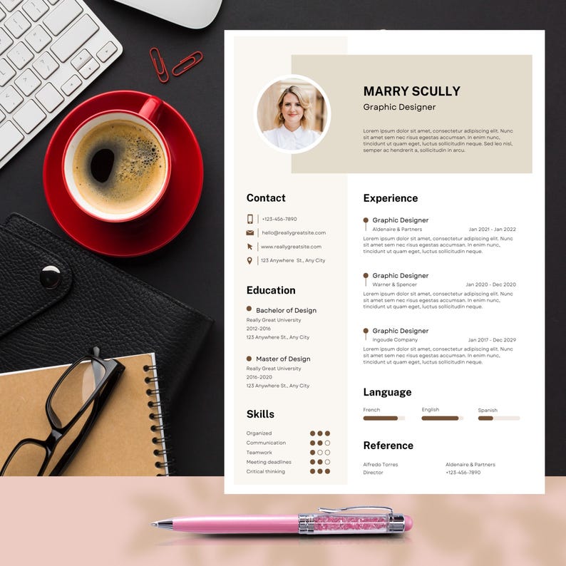 ATS Friendly Resume Template, Modern Minimalist CV, Canva Editable ...