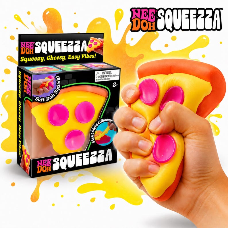 Needoh Pizza Stress Ball, Sensory Fidget Toy, Squishy Squeeze, Anxiety ...