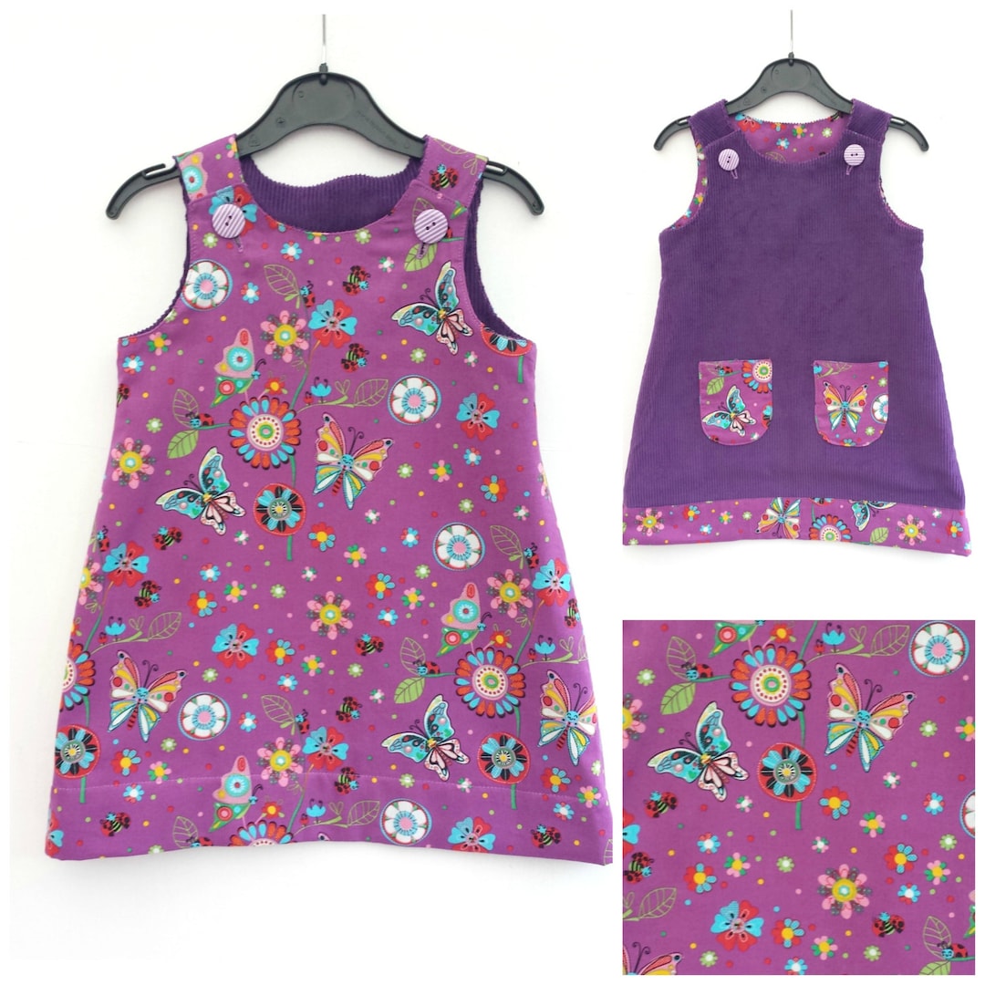 Girl's Reversible Dress, Girl's Dress, Girl's Pinafore, A Line Dress ...