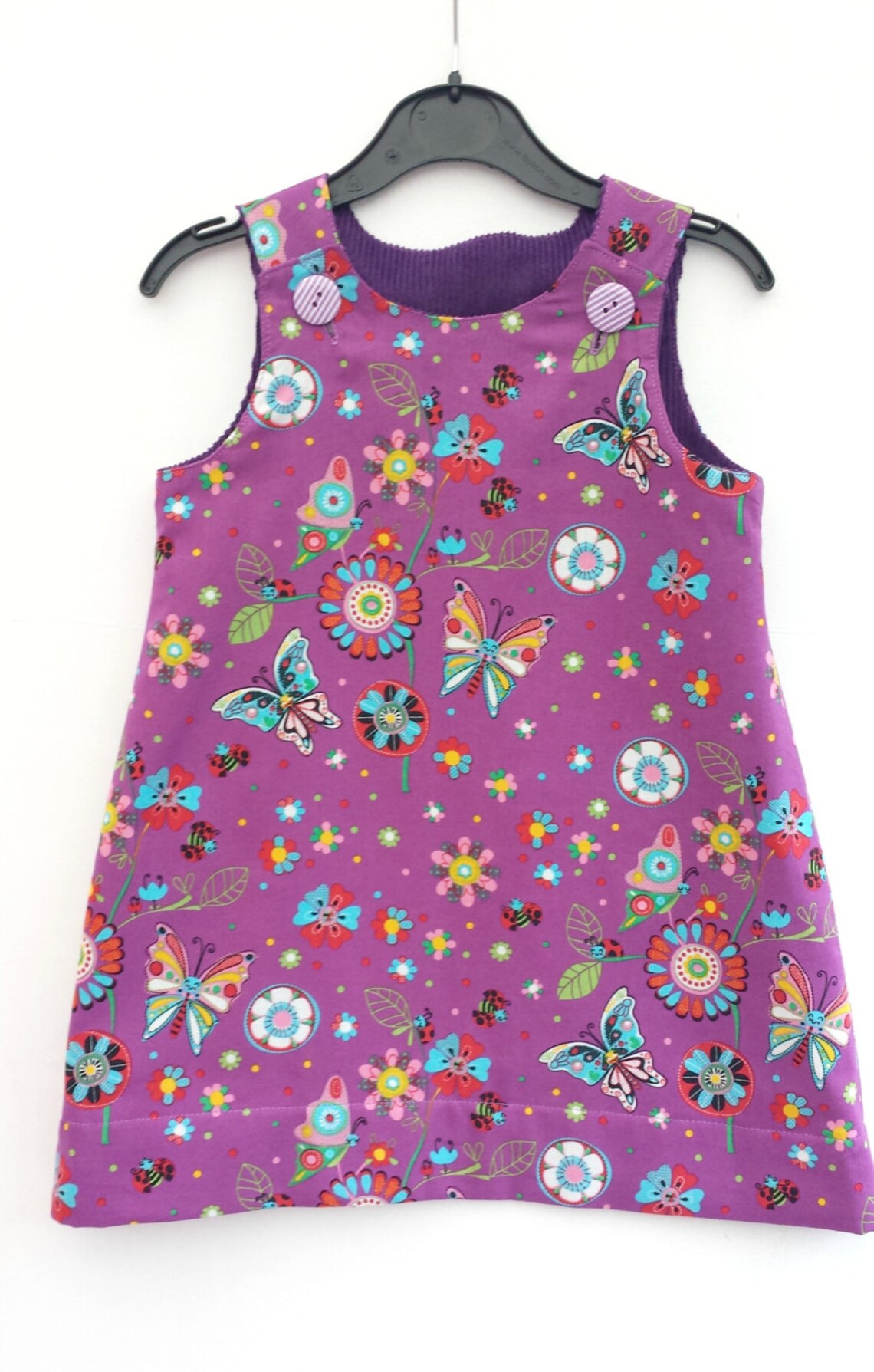 Girl's Reversible Dress, Girl's Dress, Girl's Pinafore, A Line Dress ...