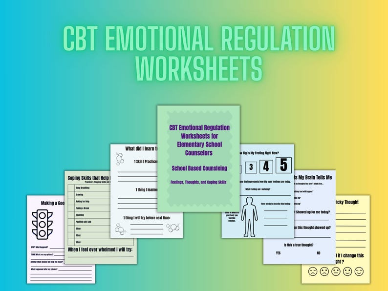 CBT Worksheets for Elementary School Counselors | Emotional Regulation ...