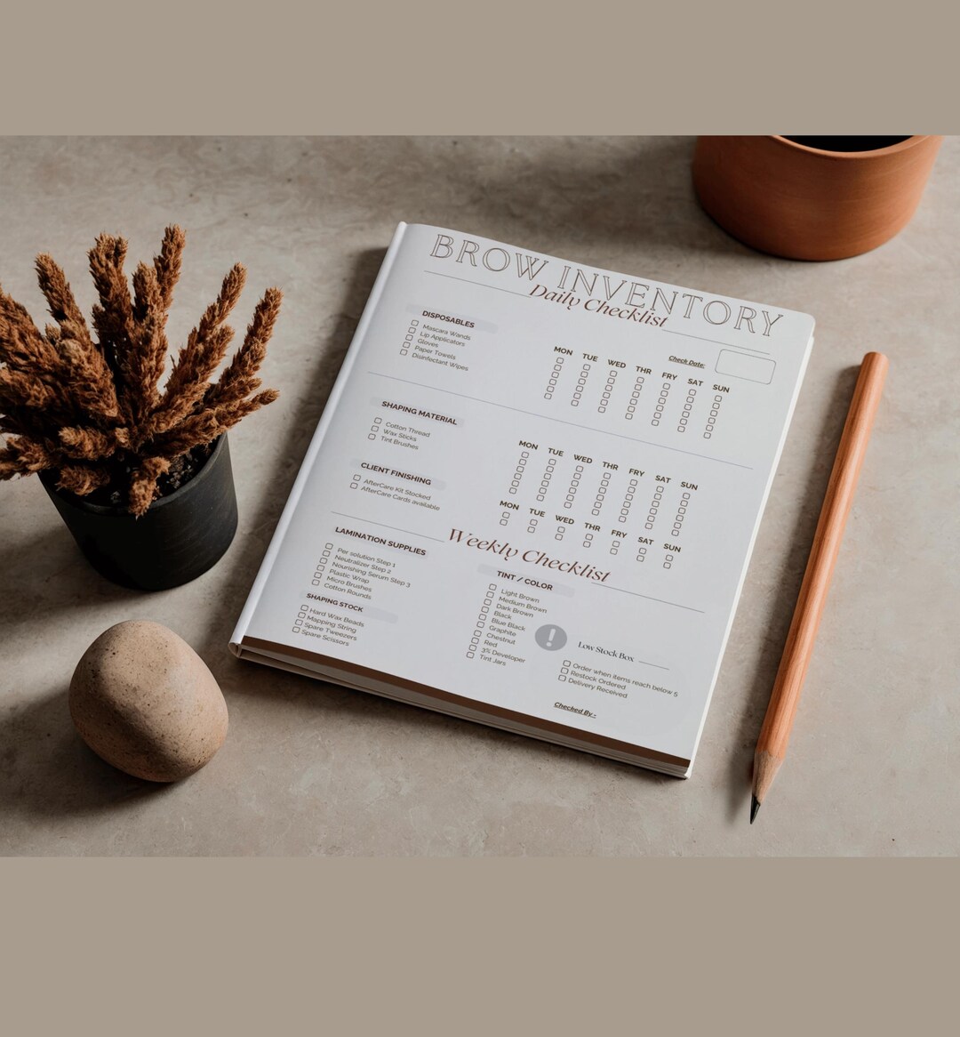 Esthetician Inventory Checklist, Daily, Weekly, Monthly Planner ...