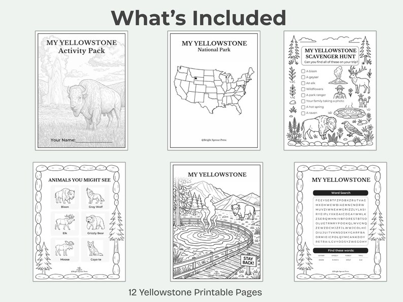 Yellowstone Kids Activity Pack | National Park Printable Road Trip ...