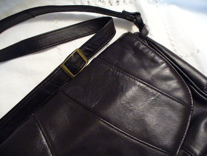 Espresso Black Coffee Leather Vintage Crossbody Shoulder Bag Purse ...