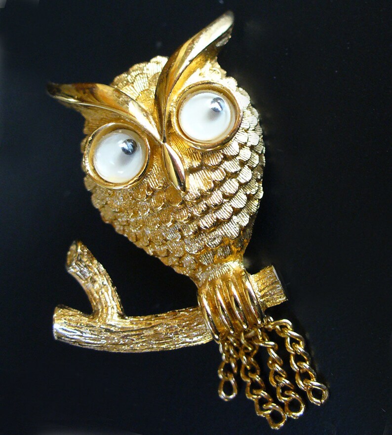 Vintage Avon Collectible Owl Pin Gold-tone Brooch Googly Eyes Retro ...