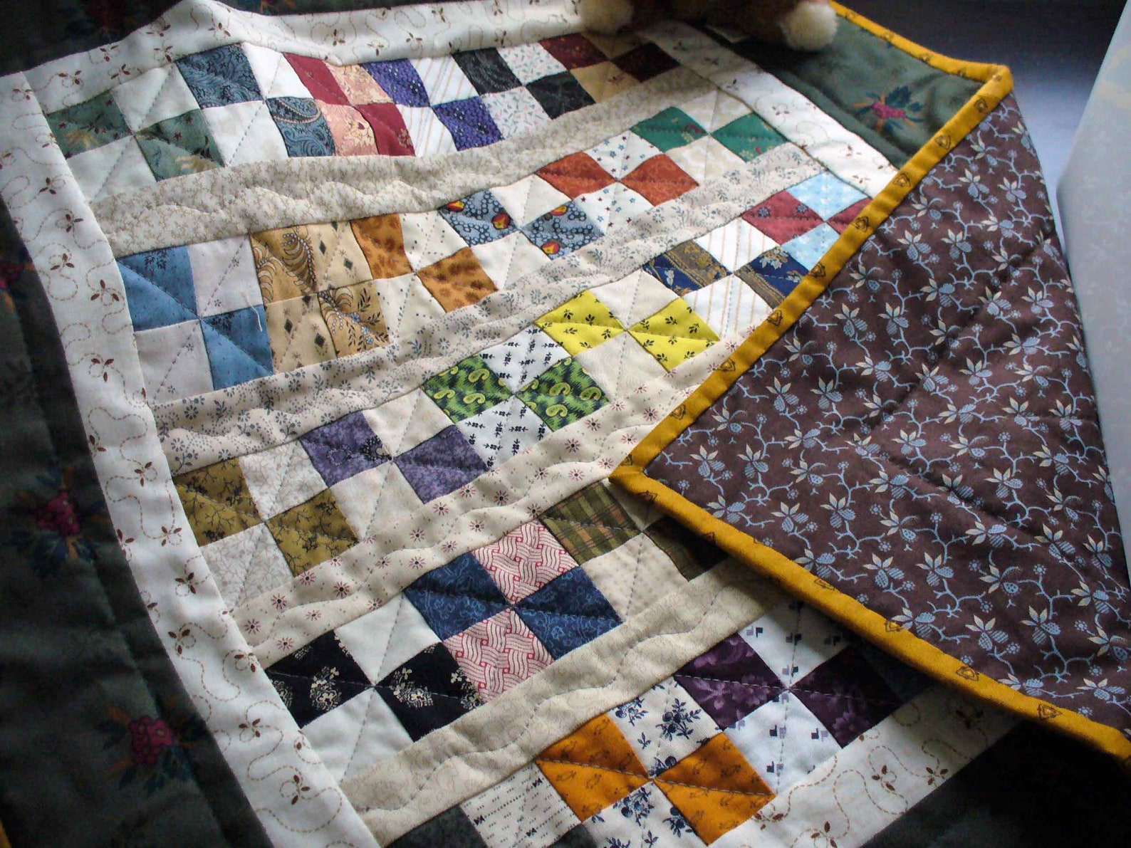 Country Decor, Doll Quilt, Civil War Reproduction Fabrics, Multi-color ...