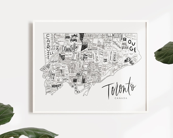 Toronto Neighbourhood Map Poster or Print, Original Artist of Type City ...