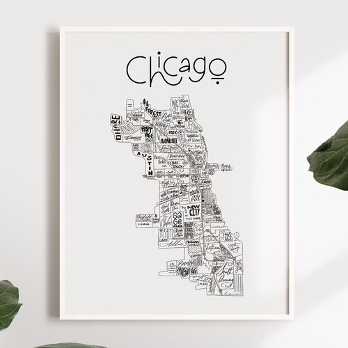 Map of Chicago City Map Chicago Map Minimalist Map Chicago - Etsy
