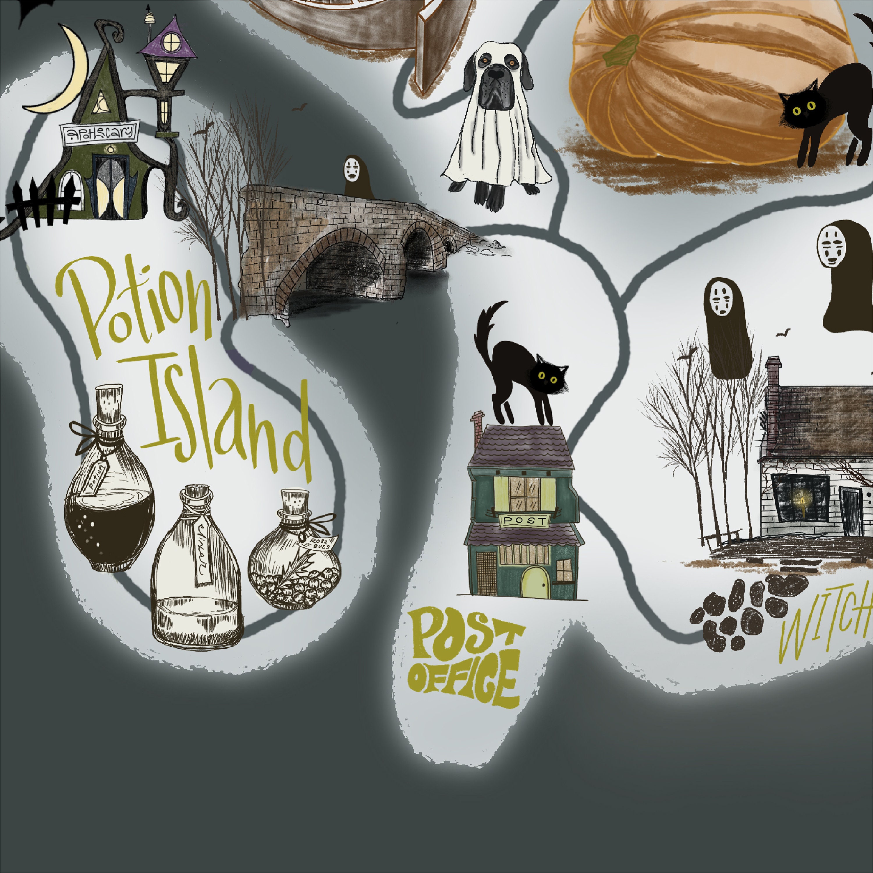 Halloween Town Map Spooky Map Autumn Decor Halloween - Etsy UK