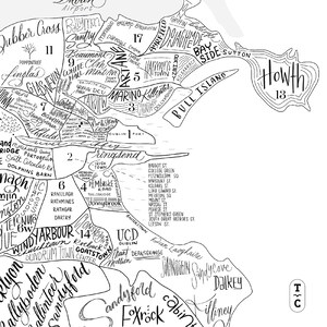 Dublin, Ireland Illustrated Map Print - 24 Postal Codes - Map of Dublin ...