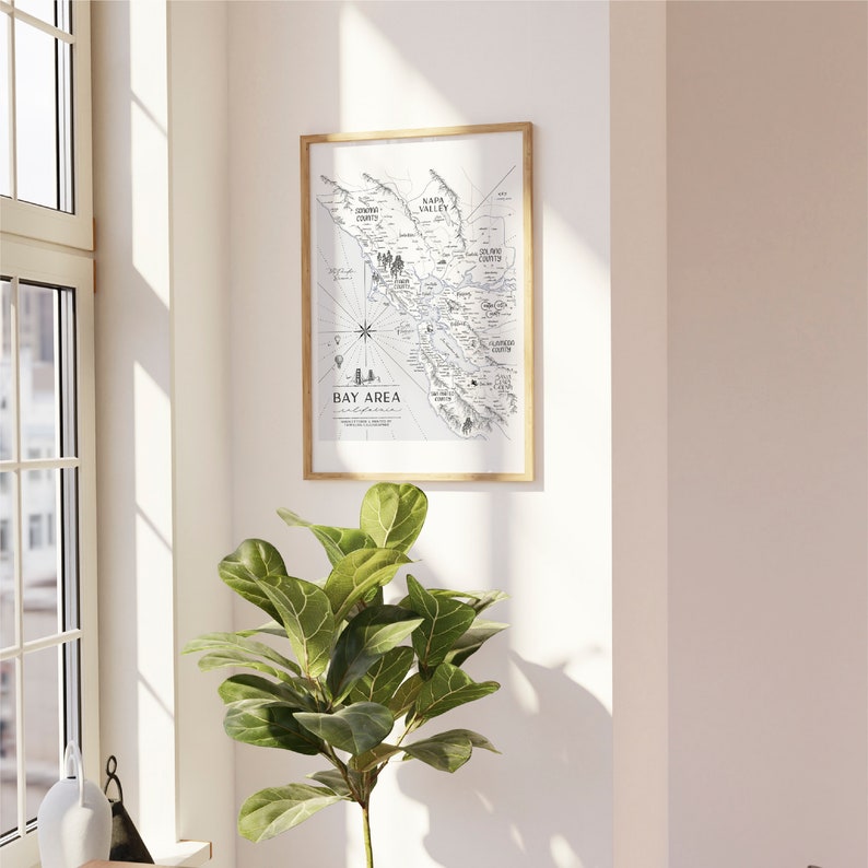 Bay Area Map Print Yay Area San Francisco Map San Jose Etsy