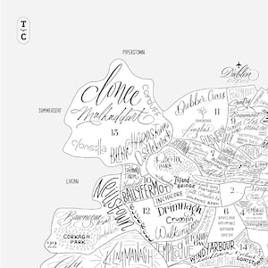 Dublin, Ireland Illustrated Map Print - 24 Postal Codes - Map of Dublin ...