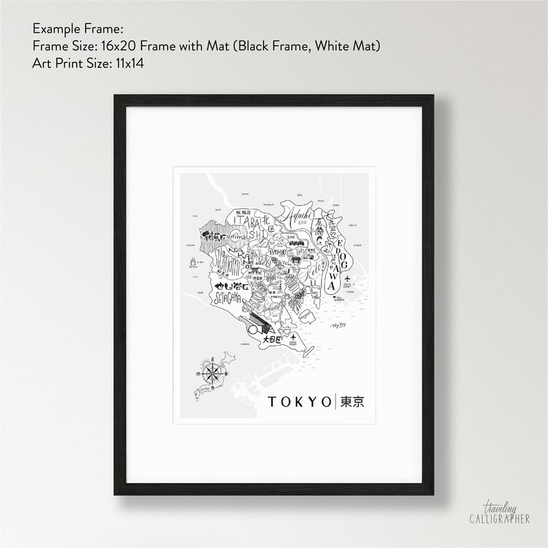 Tokyo, Japan Illustrated Map Print - 23 Wards - Map of Tokyo - Tokyo ...