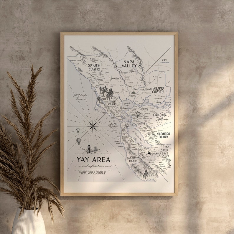 Bay Area Map Print Yay Area San Francisco Map San Jose - Etsy