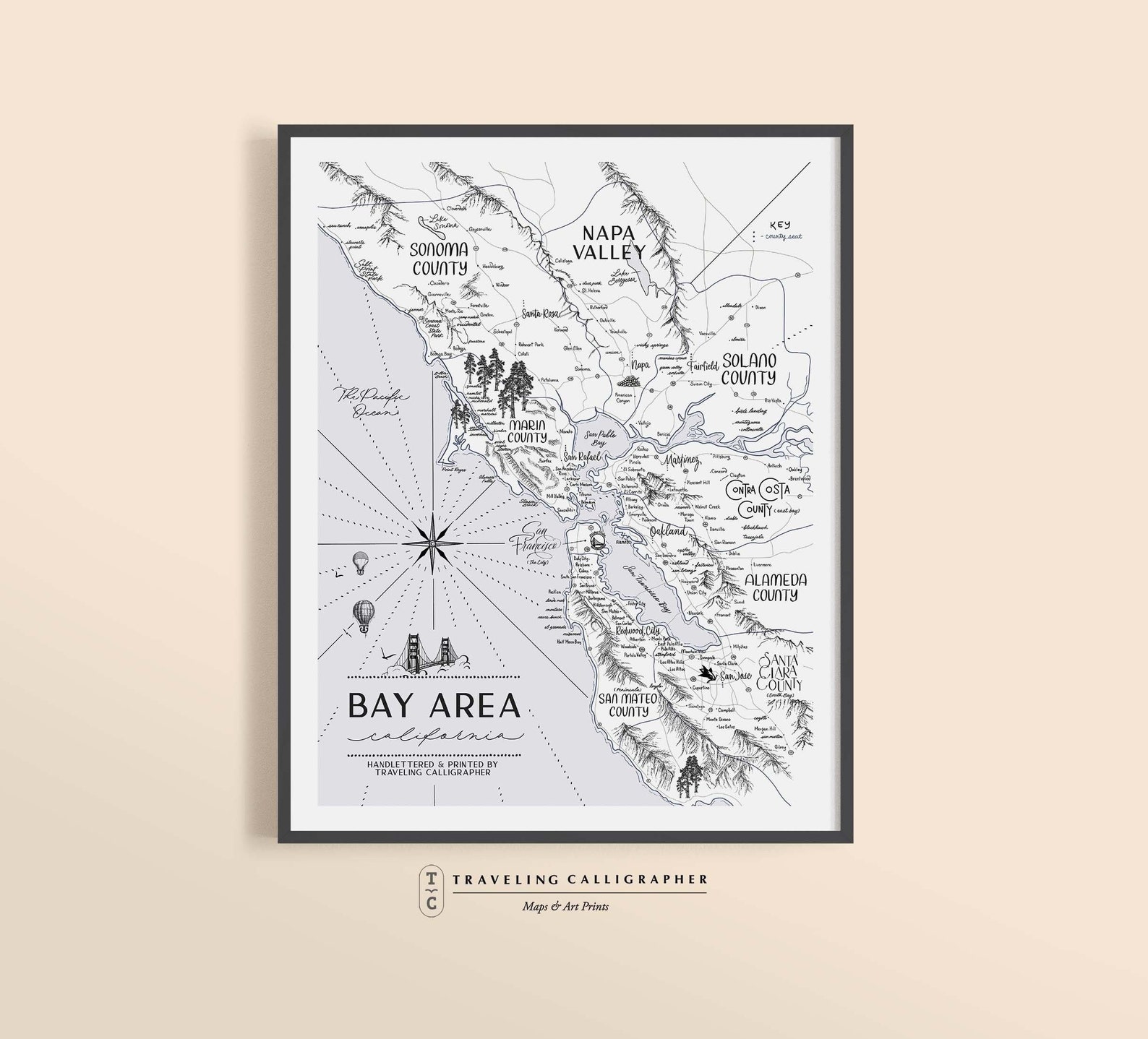 Bay Area Map Print - Yay Area - San Francisco Map - San Jose - Map of ...