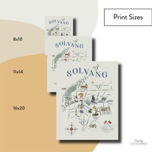 Solvang, California Illustrated Map Print - Map of Solvang - Solvang ...