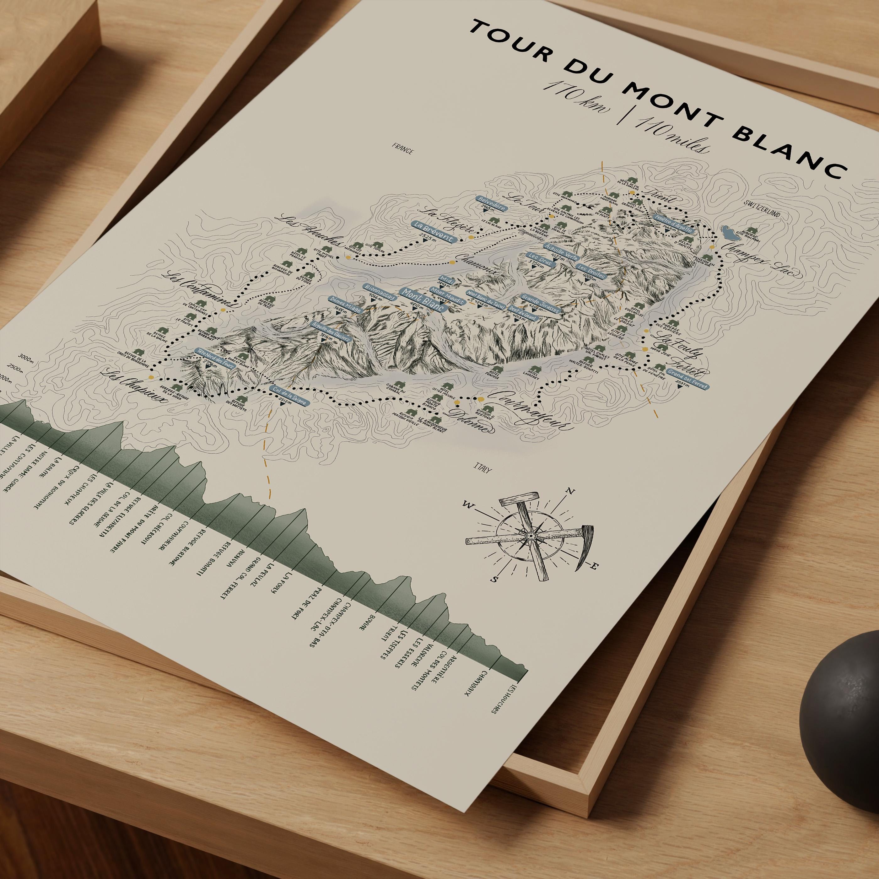Tour Du Mont Blanc Trail Map (customizable!) - Refugios - TMB Map ...