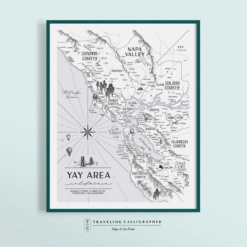 Bay Area Map Print Yay Area San Francisco Map San Jose - Etsy
