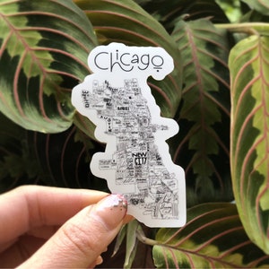 Chicago Map Sticker Die-cut Water Bottle, Window, Skateboard, Car, Wall ...