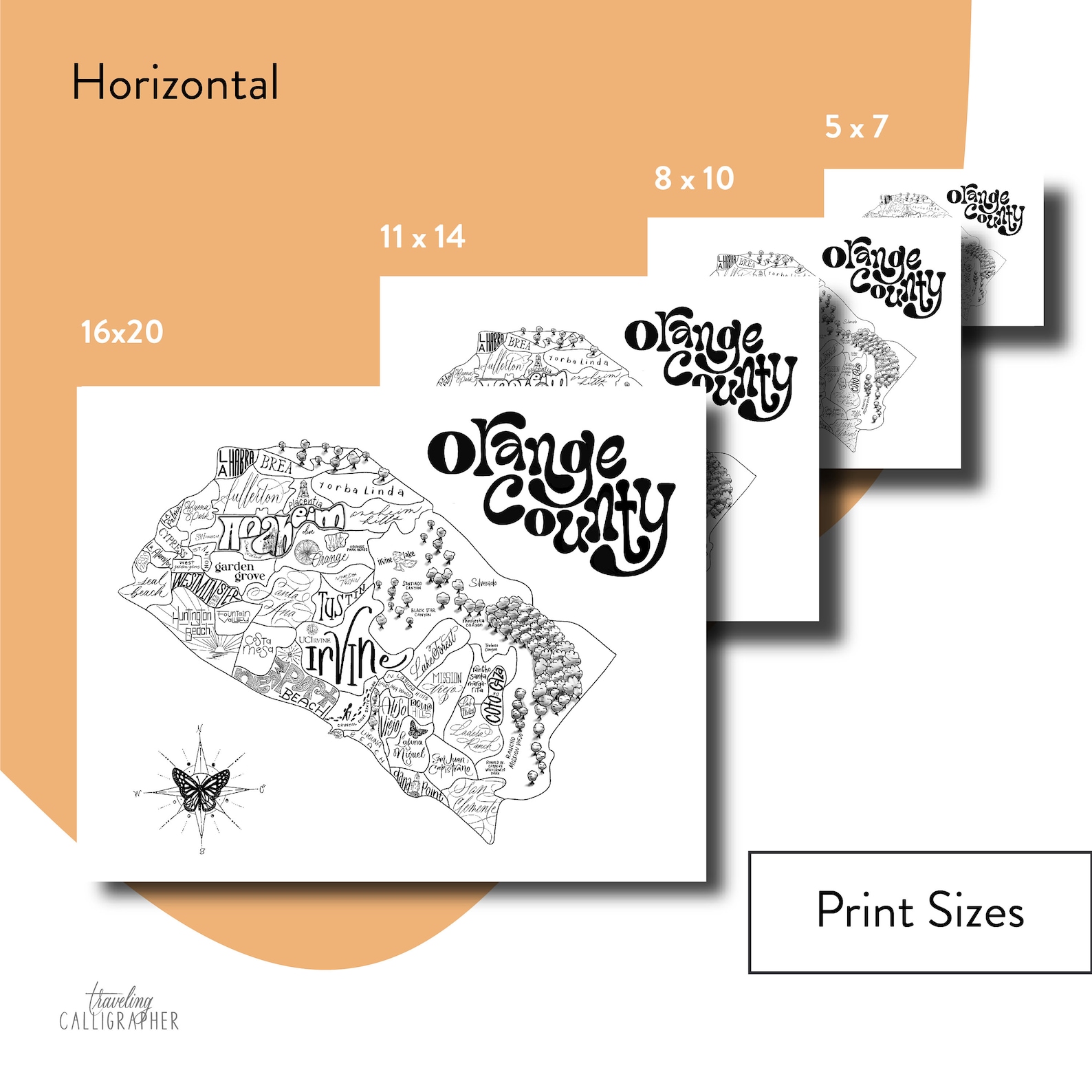 Orange County CA Illustrated Map Print The OC Map of | Etsy