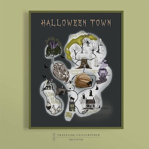 Halloween Town Map - Spooky Map - Autumn Decor - Halloween Decor ...