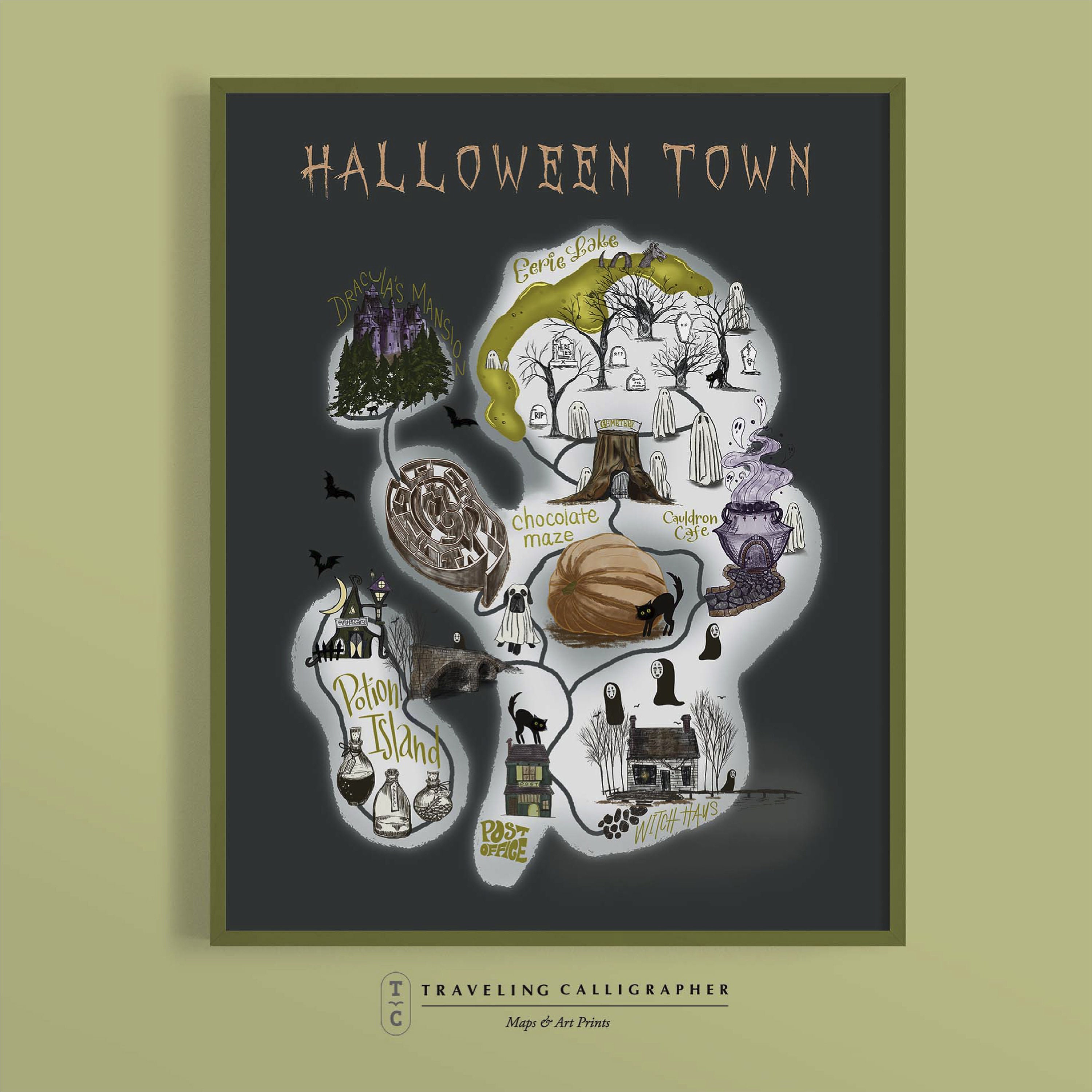 Halloween Town Map Spooky Map Autumn Decor Halloween - Etsy UK