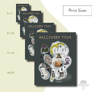 Halloween Town Map - Spooky Map - Autumn Decor - Halloween Decor ...