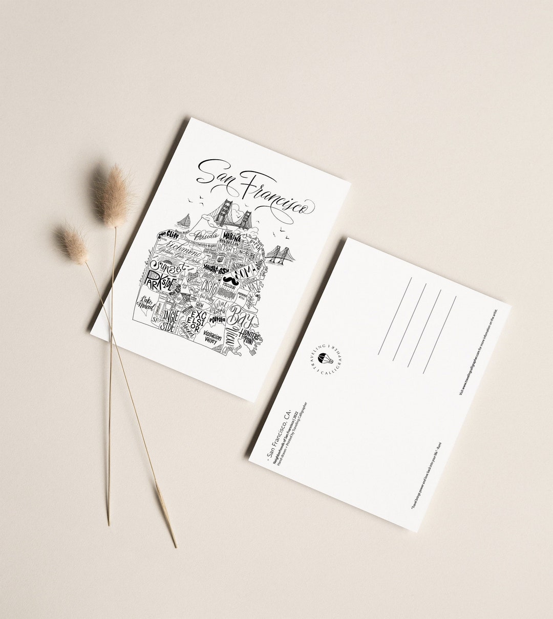Postcard | San Francisco Neighborhood Map: 4x6 Postcard - Etsy