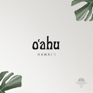 O'ahu, HI Illustrated Font Map Print - Oahu- Map of Oahu - Oahu Map ...