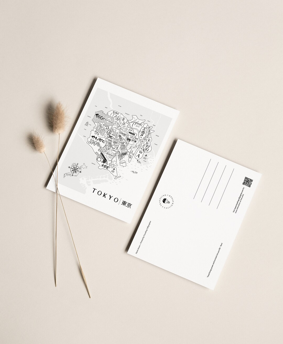 Postcard | Tokyo, Japan Neighborhood Map: 4x6 Postcard - Etsy