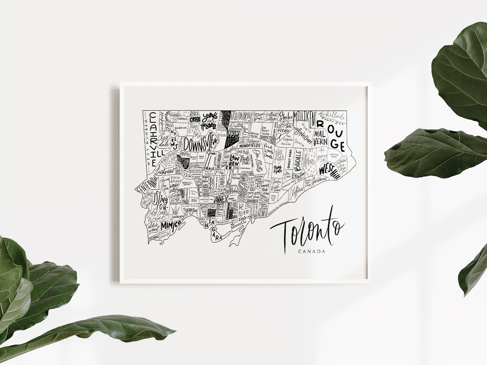 Toronto Neighborhood Map Print Handlettered Map of Toronto - Etsy
